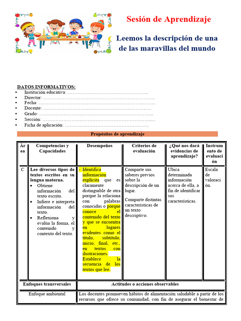 Sesión de Lectura: Descripción de Machu Picchu | PDF | Machu Picchu ...