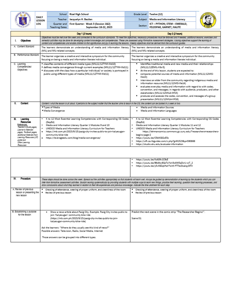 Grade 12 DLL MIL Week 4 | PDF | Mass Media | Information