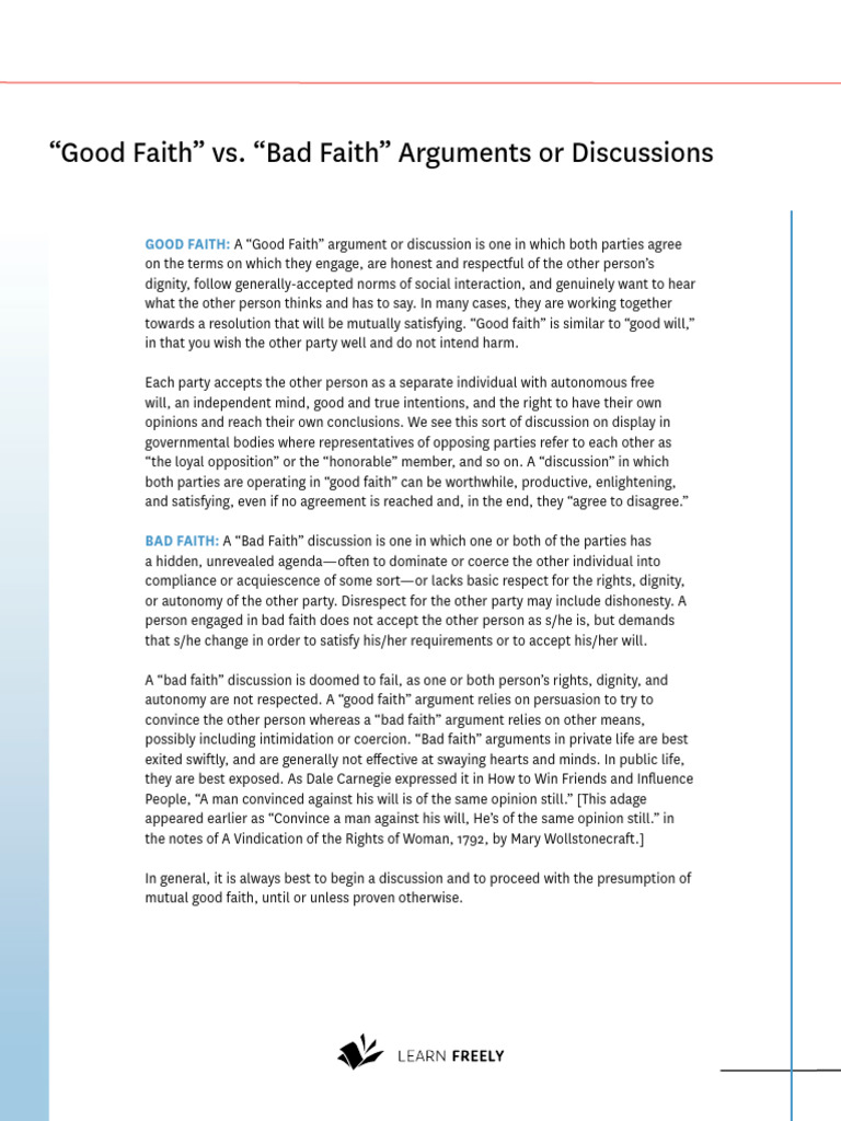 Good Faith | PDF | Faith | Ethical Principles
