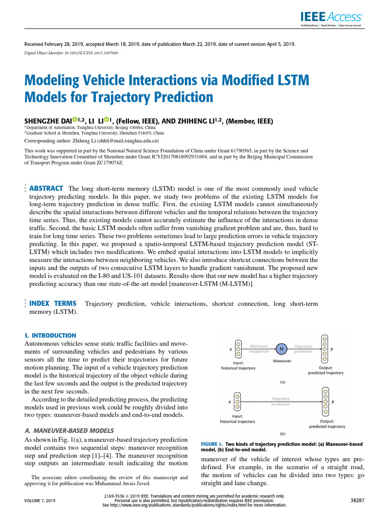 Modeling Vehicle Interactions Via Modified Lstm Models For Trajectory Prediction Pdf Mean