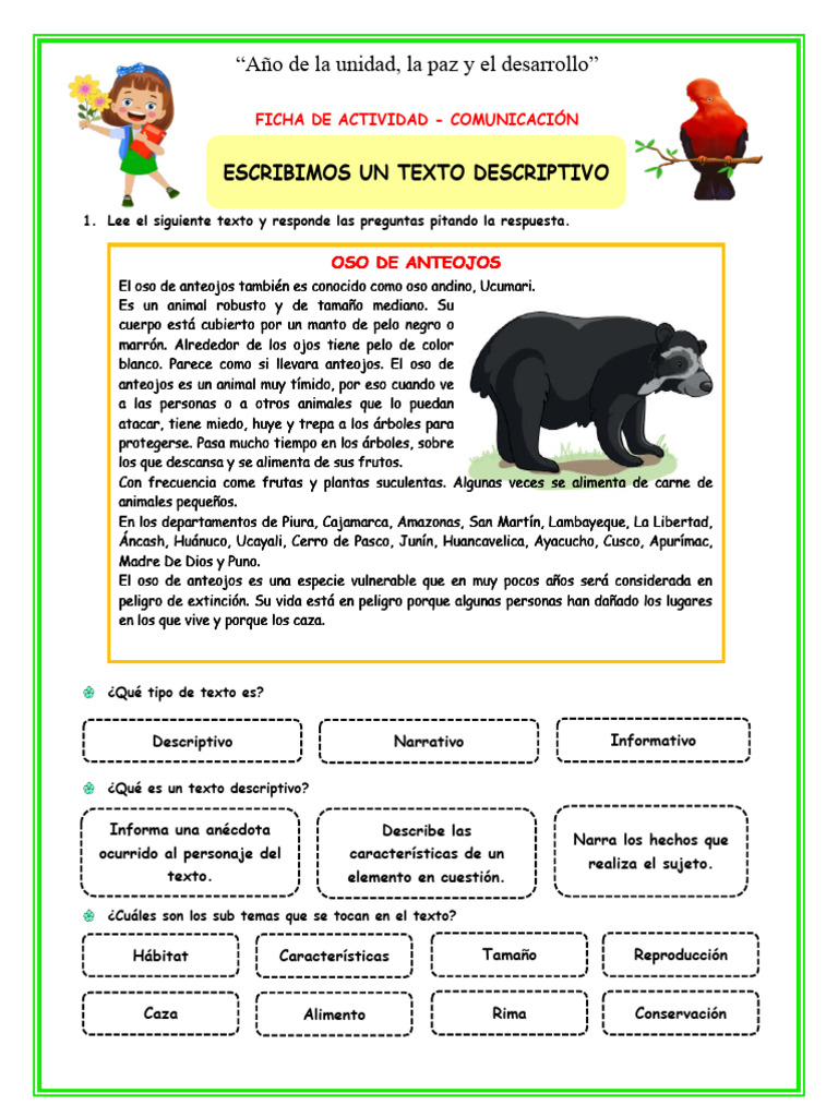 Ficha-Mierc-Com-Escribimos Un Texto Descriptivo-Jezabel Camargo Único ...