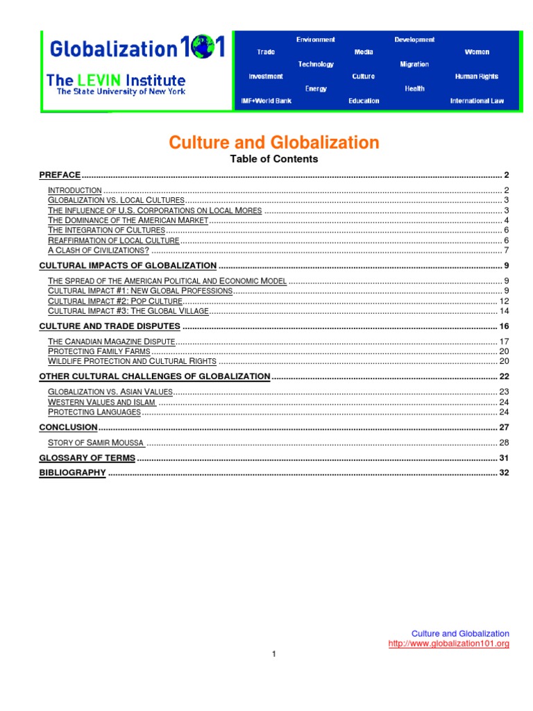 Culture and Globalization | PDF | Globalization | The United States