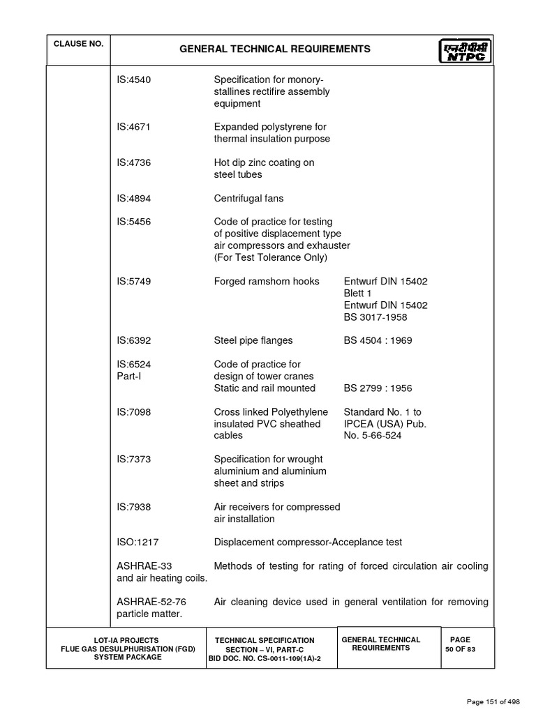 FGD System Technical Specs & Standards | PDF | Concrete | Construction