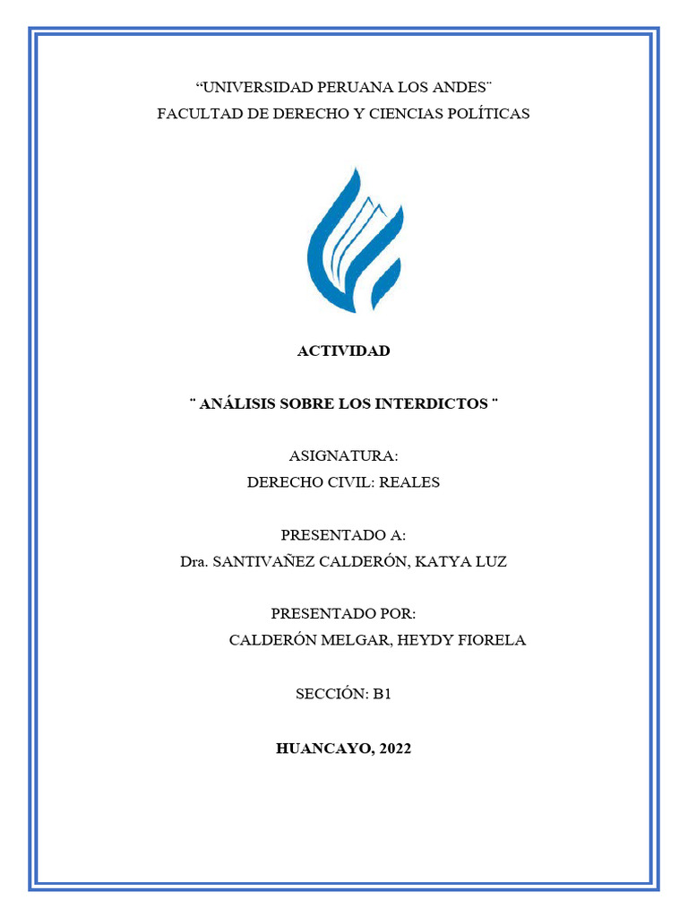 Análisis Sobre Interdictos | PDF | Posesión (Ley) | Demanda judicial