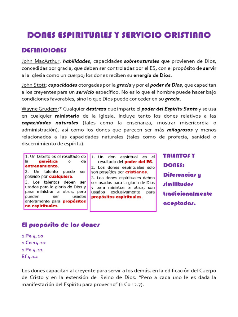 Dones Espirituales y Servicio Cristiano | PDF | Gracia divina | Dios