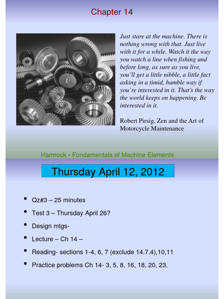 Ch14 Gear Theory | PDF | Gear | Bending