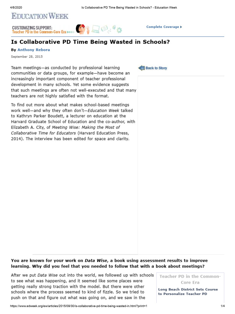 Is Collaborative PD Time Being Wasted in Schools - Education Week | PDF ...