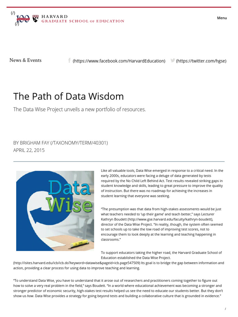 The Path of Data Wisdom - Harvard Graduate School of Education | PDF ...