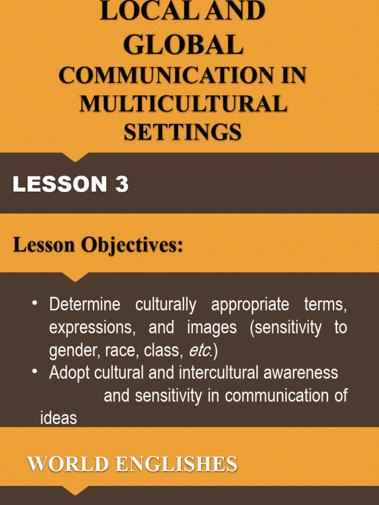 Ocal and Global Communication in Multicultural Settings | PDF | English Language | Multiculturalism
