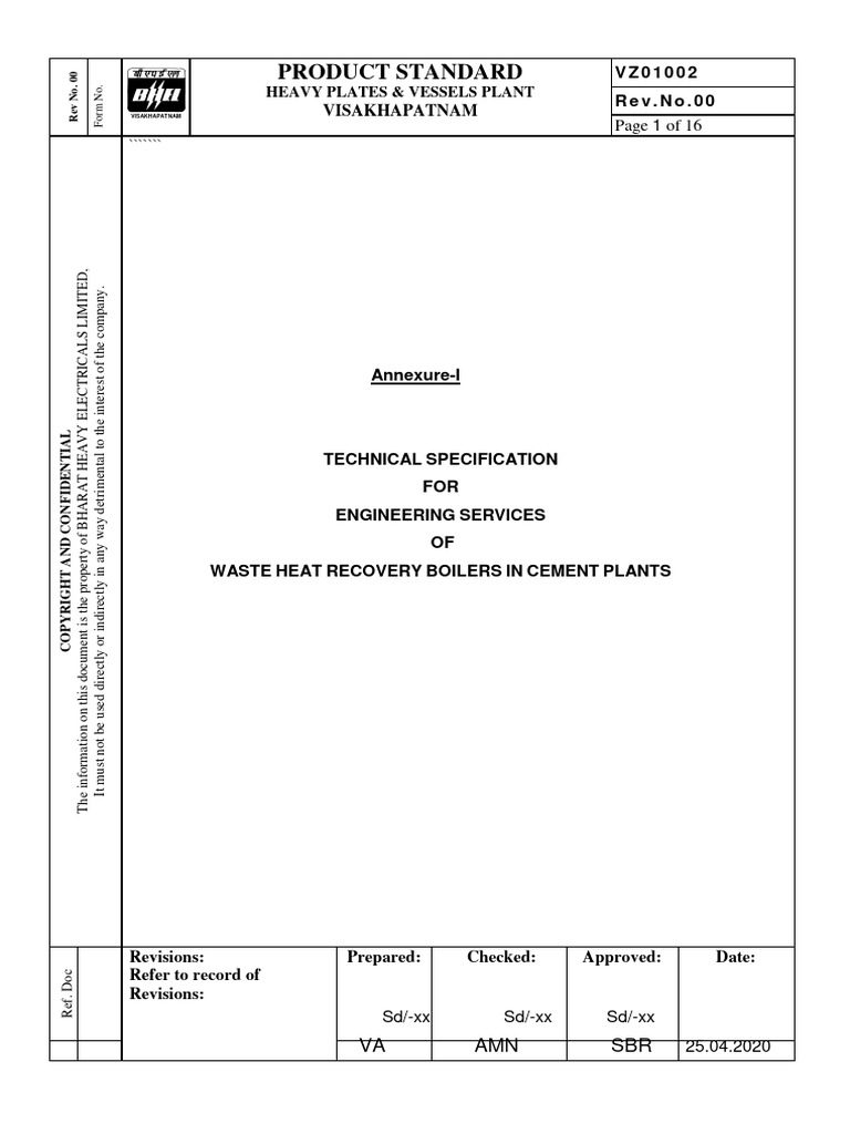 Annexure-I-Technical Specification WHRB 1 | Download Free PDF | Boiler ...
