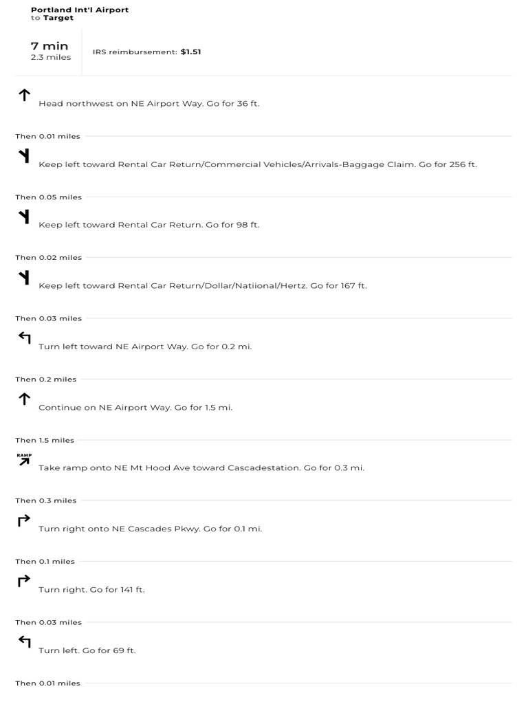Directions To Target From PDX Airport - Mapquest | PDF
