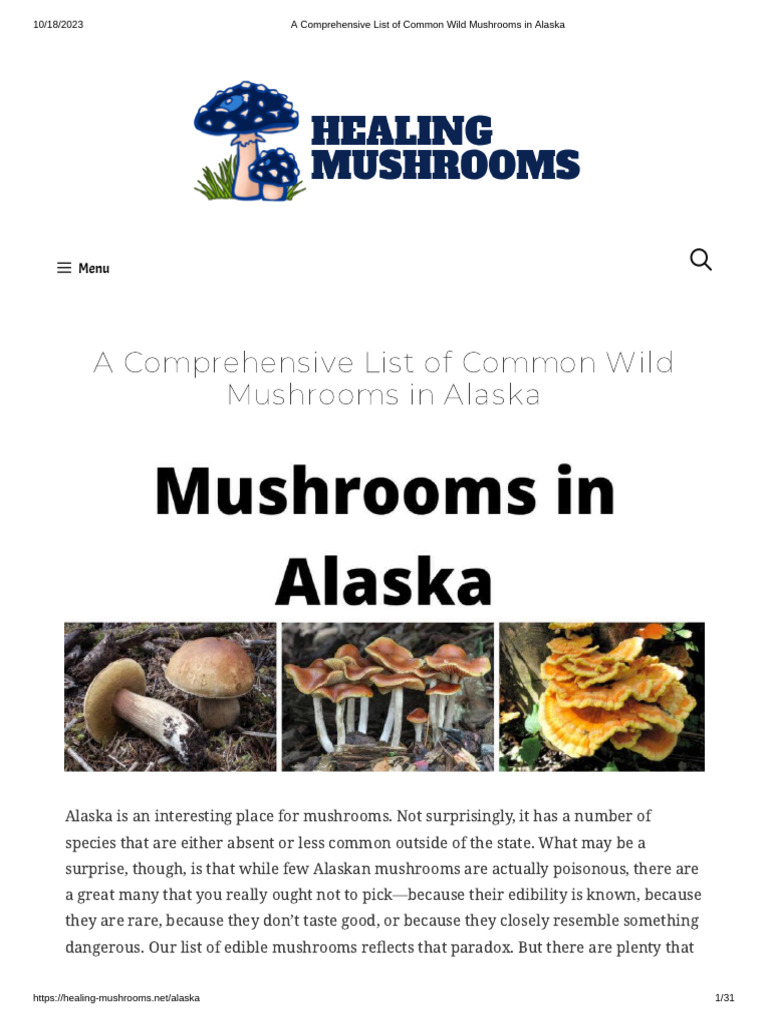 A Comprehensive List of Common Wild Mushrooms in Alaska | PDF | Mushroom | Ethnobotany