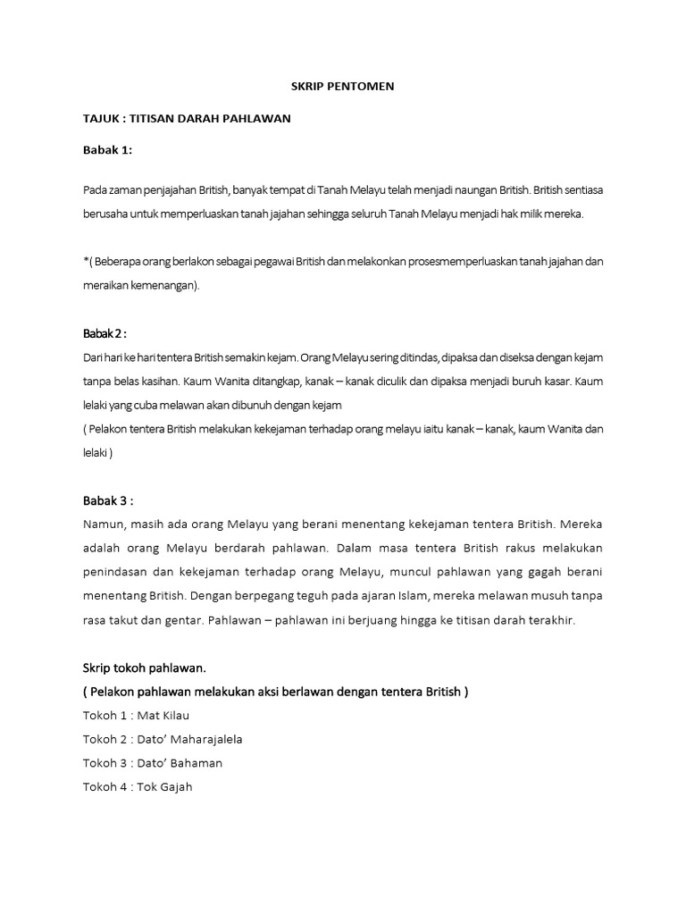 Skrip Pentomin Nazirah & Maisarah | PDF | Perjalanan | Sejarah