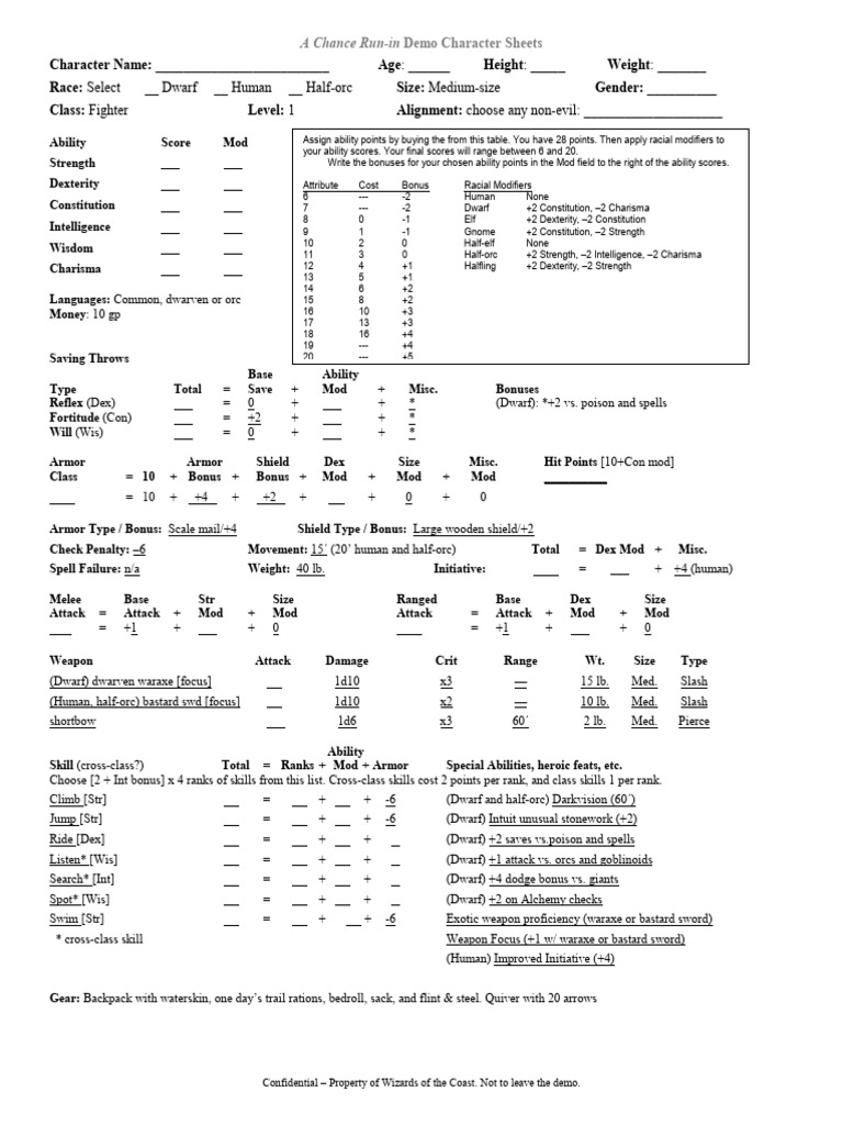 D&D Character Sheets for Demo | PDF | Dwarf (Dungeons & Dragons) | Dungeons & Dragons