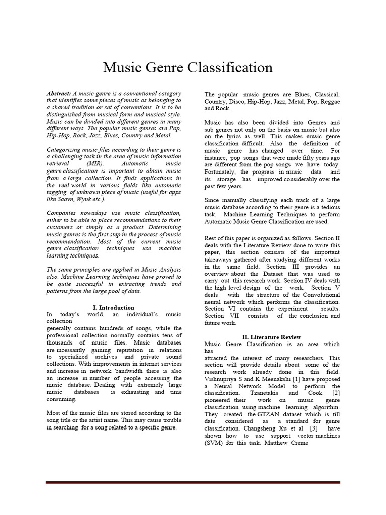 Music Genre Classification | PDF | Learning | Computer Science