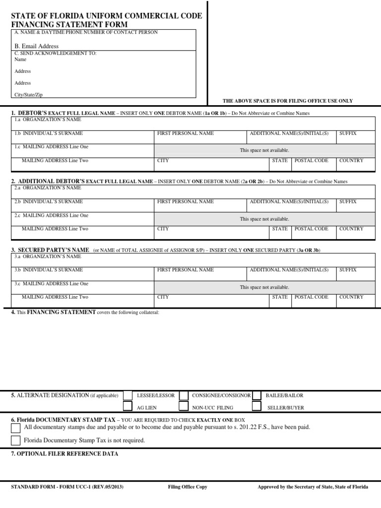 FL - Ucc1 Approved201305 | PDF | Written Communication | Business Law