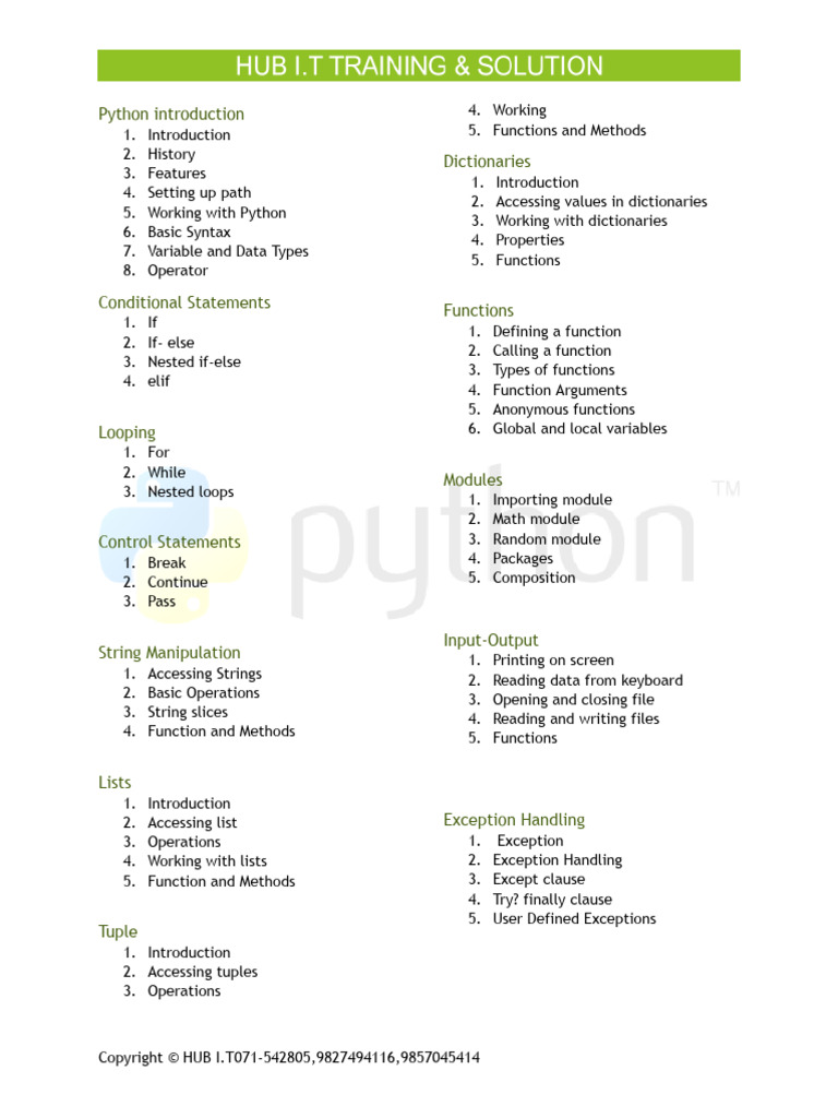 Python Syllabus | PDF | Method (Computer Programming) | Thread (Computing) Python Syllabus | PDF | Method (Computer Programming) | Thread (Computing)
