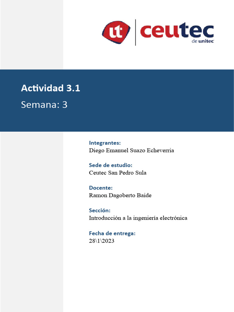 Tarea 3.1 Diego Emanuel Suazo Echeverria 62311534 | PDF