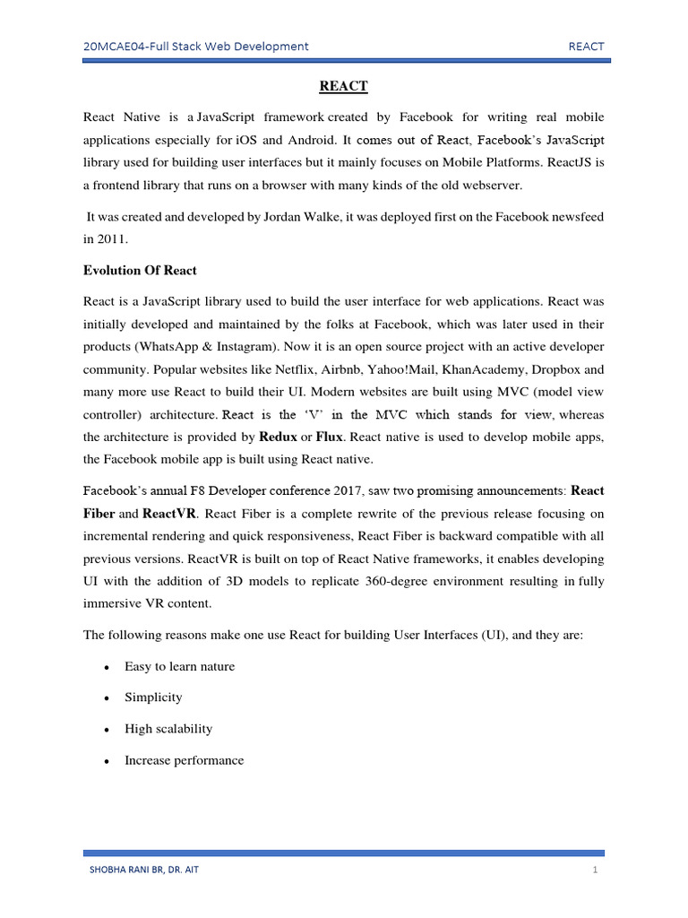 React Introduction | PDF | Document Object Model | Method (Computer Programming)