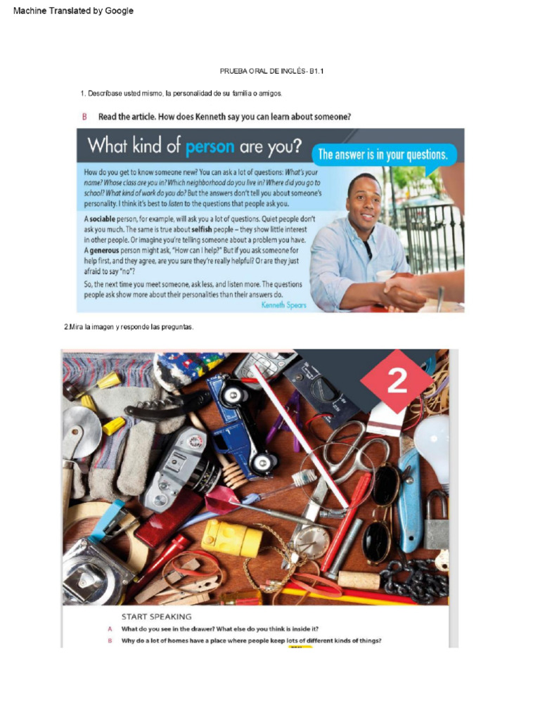 English Oral Test- b1.1 (1) (1) | PDF