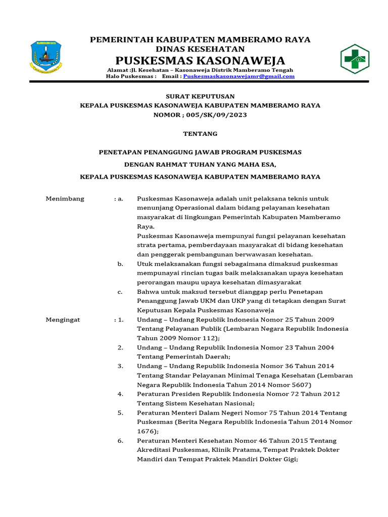 SK. Penanggung Jawaba Program | PDF