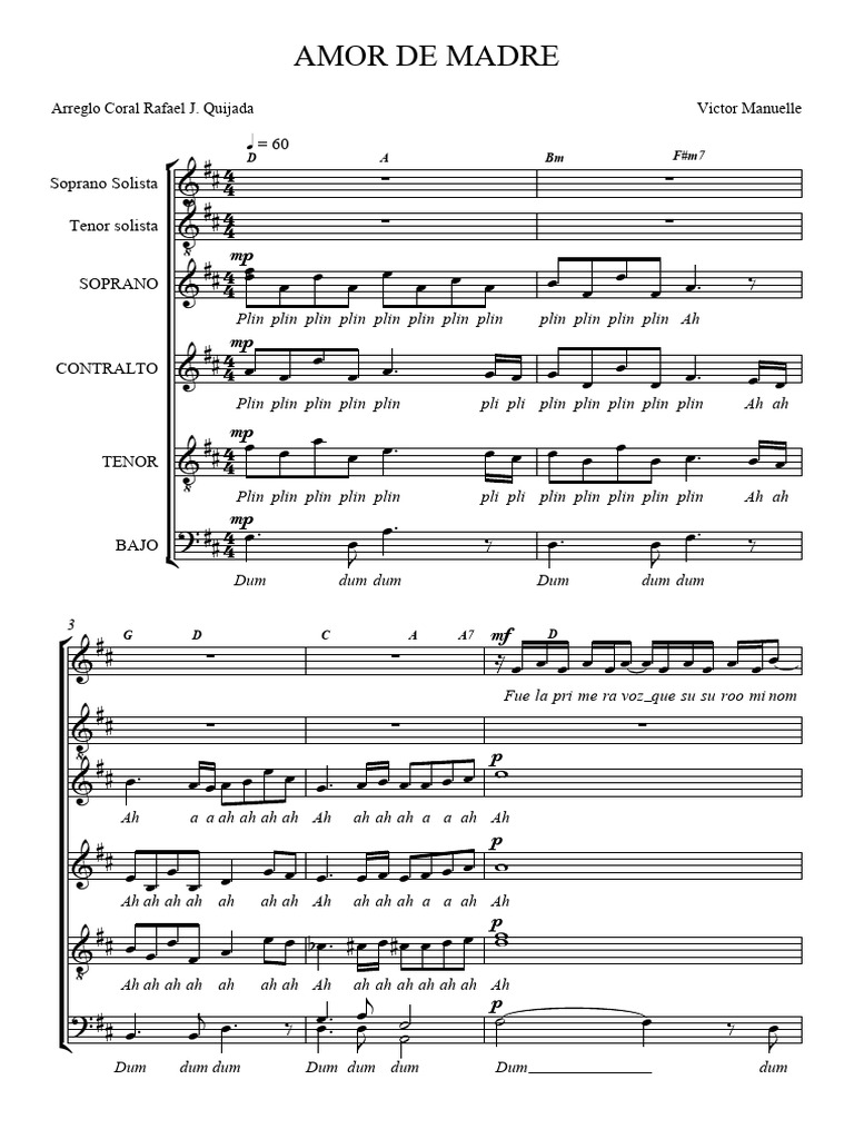 Amor de Madre Partitura Completa | PDF | Música vocal | Canto