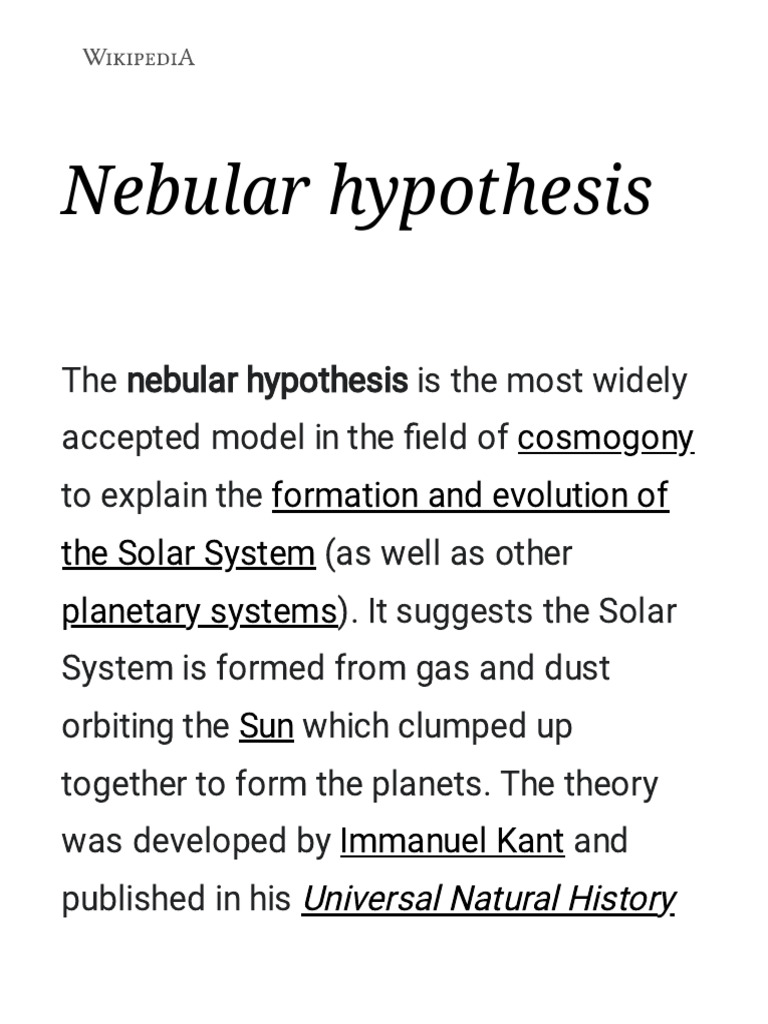 Nebular Hypothesis | PDF | Planets | Stars