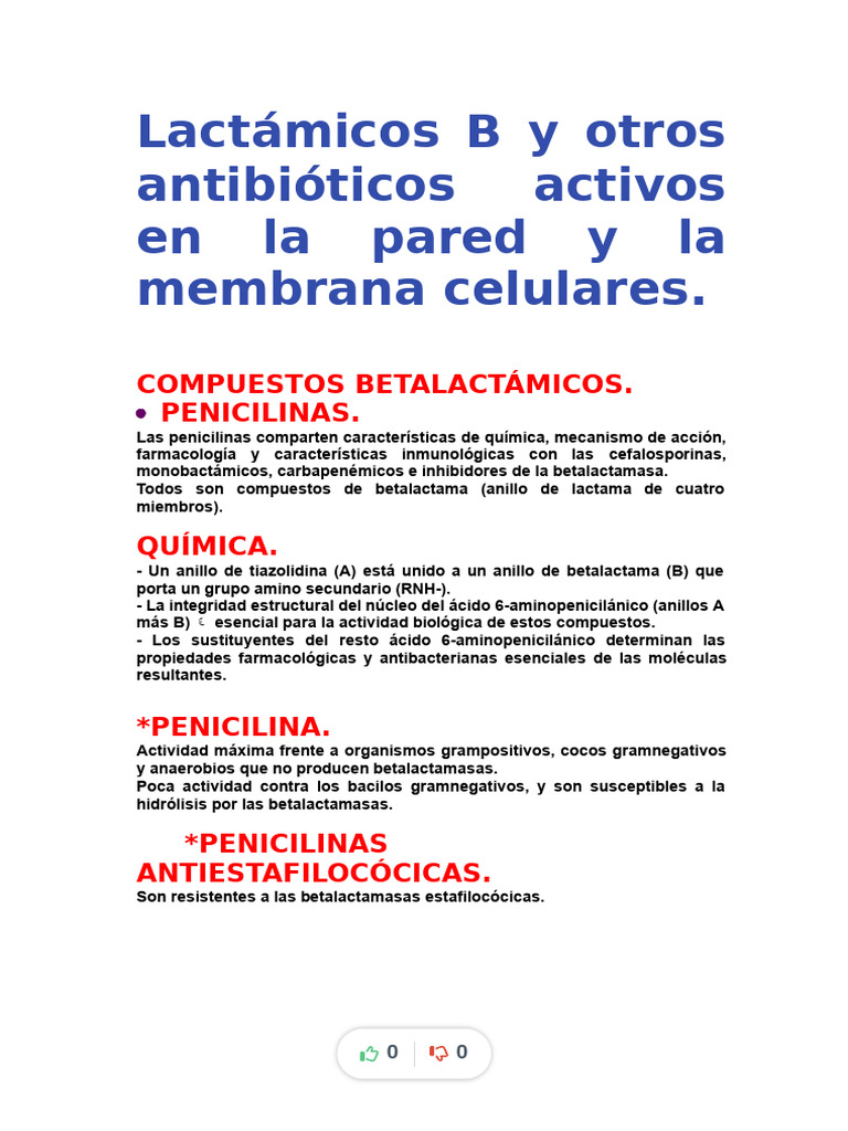 Betalactamasas: Conceptos Clave | PDF | Penicilina | Beta lactamasa