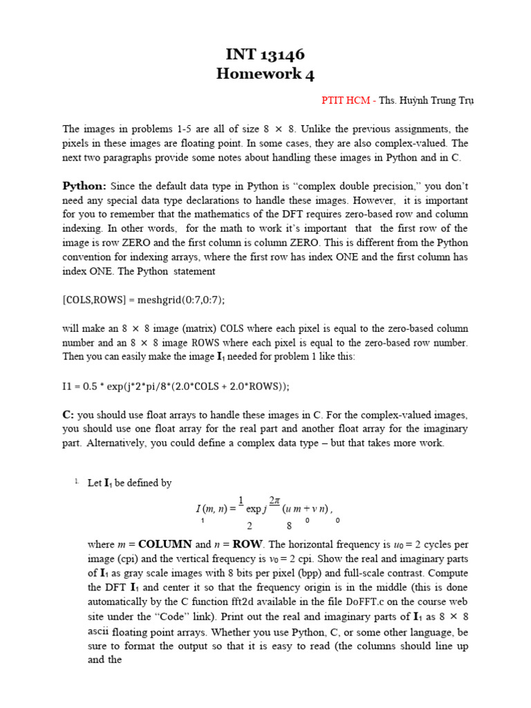 HW 04 | PDF | Matrix (Mathematics) | Discrete Fourier Transform HW 04 | PDF | Matrix (Mathematics) | Discrete Fourier Transform