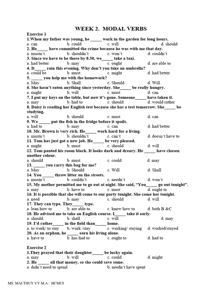 Week 2 - Modal Verbs | PDF
