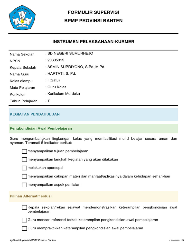 PELAKSANAAN Kurmer | PDF