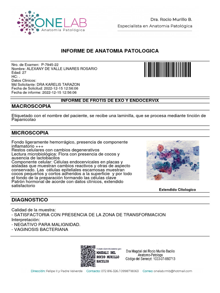 Informe de Anatomia Patologica | PDF