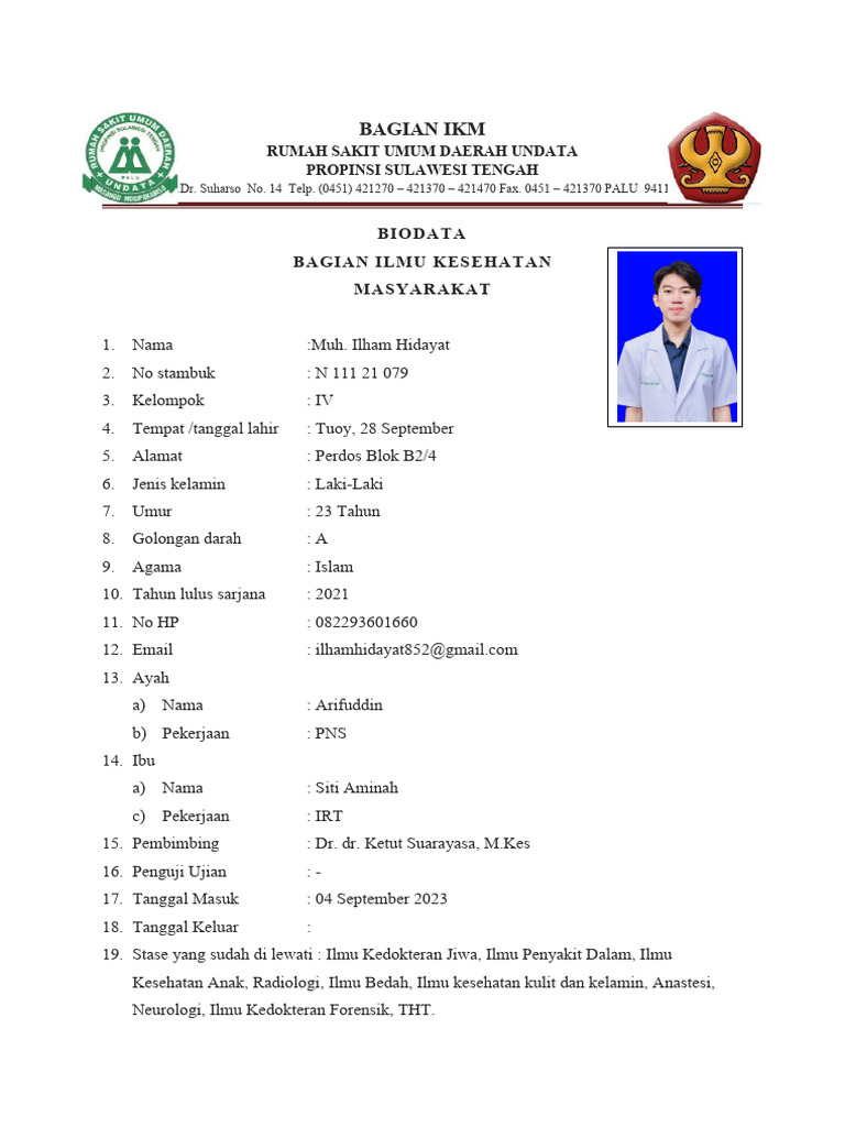 BIODATA Ilham Hidayat | PDF