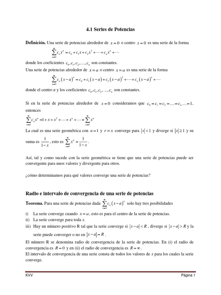 Series de Potencias 2022 | PDF | Límite (Matemáticas) | Series ...