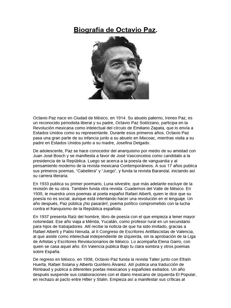 Biografía de Octavio Paz | PDF