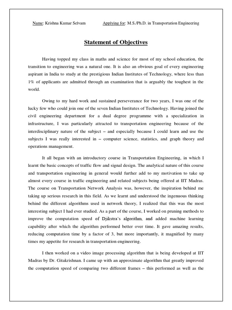 Krishna Selvam SOP | PDF | Engineering | Science