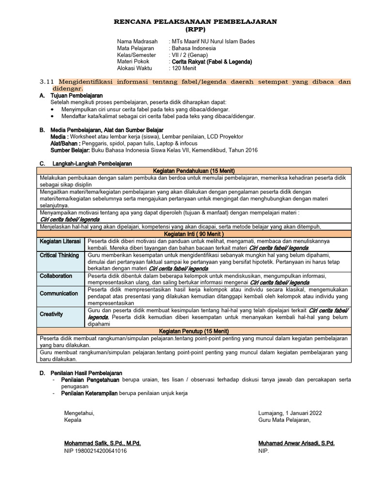 12. RPP 8 Teks Cerita Rakyat | PDF