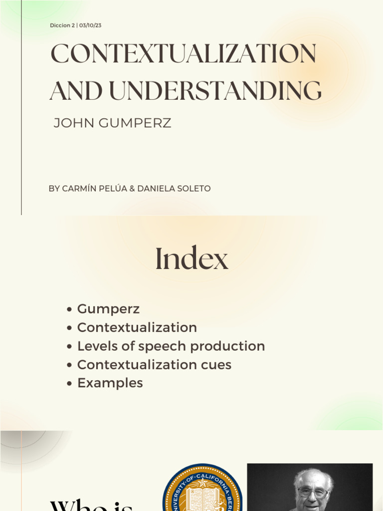 Contextualization and Understanding - Gumperz, J. PELUÁ-SOLETO | PDF ...