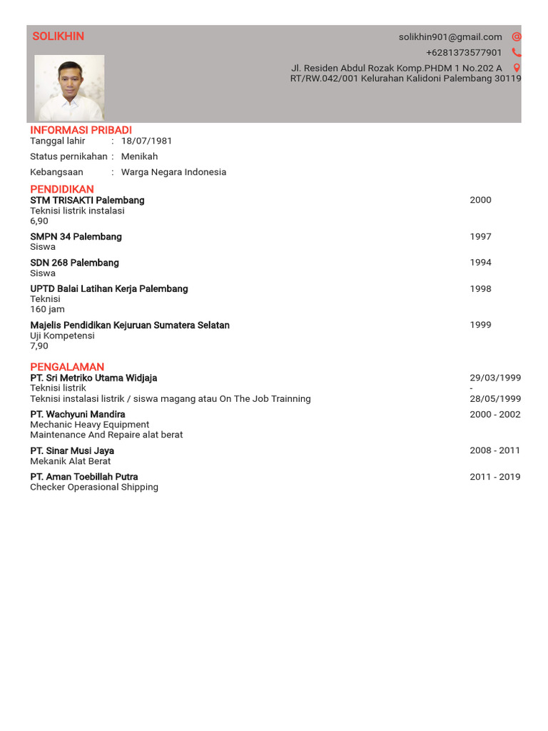 CV - Mekanik A2B | PDF