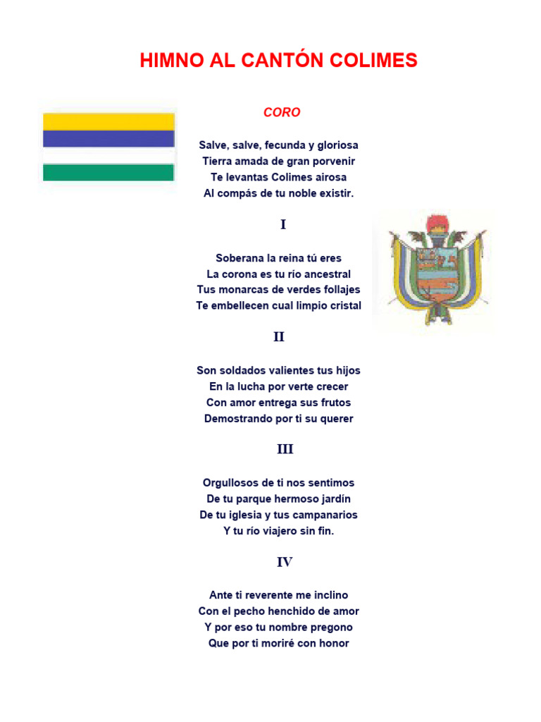 Himno al Cantón Colimes | PDF