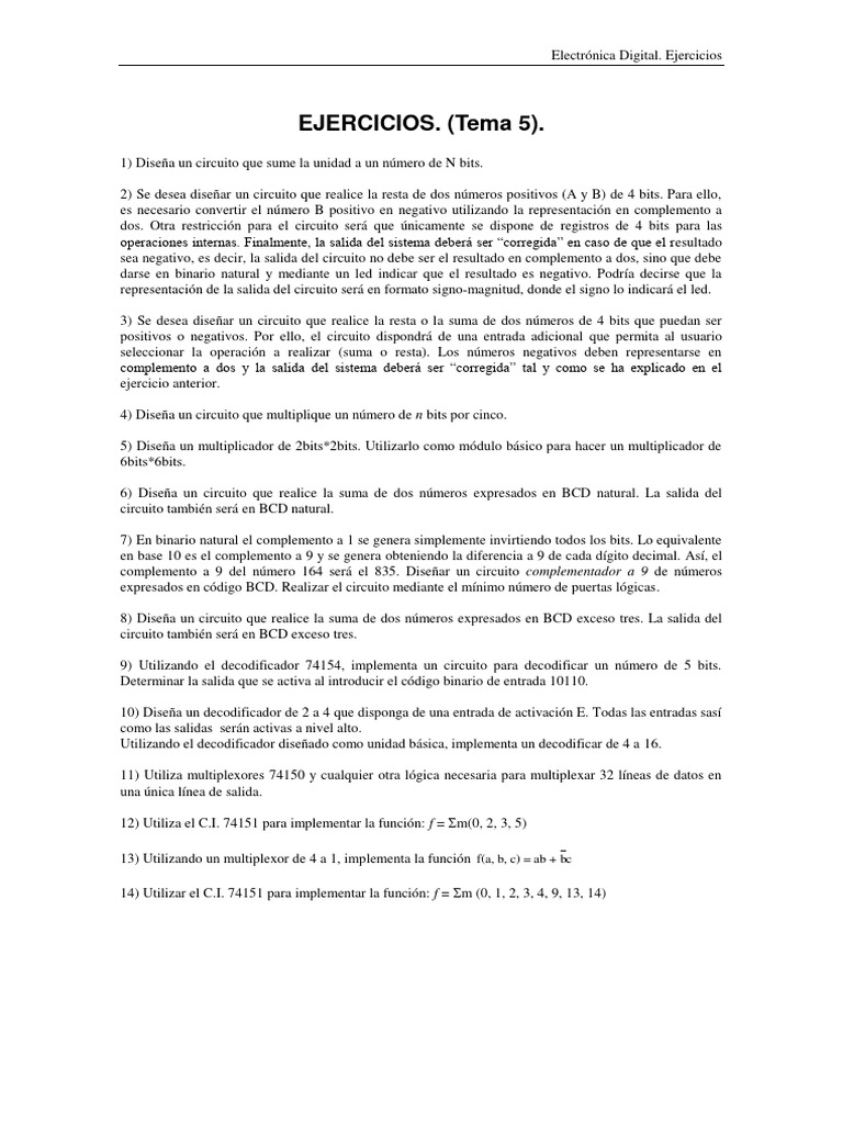 Tema5 2 | PDF | Decimal codificado en binario | Puerta lógica