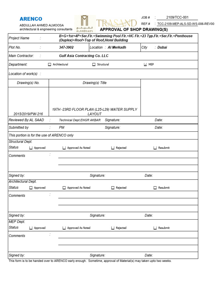TCC 2109 Mep Als SD WS 006 Rev00 | PDF