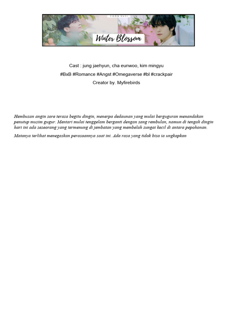 Cast: Jung Jaehyun, Cha Eunwoo, Kim Mingyu #BXB #Romance #Angst #Omegaverse #BL #Crackpair ...