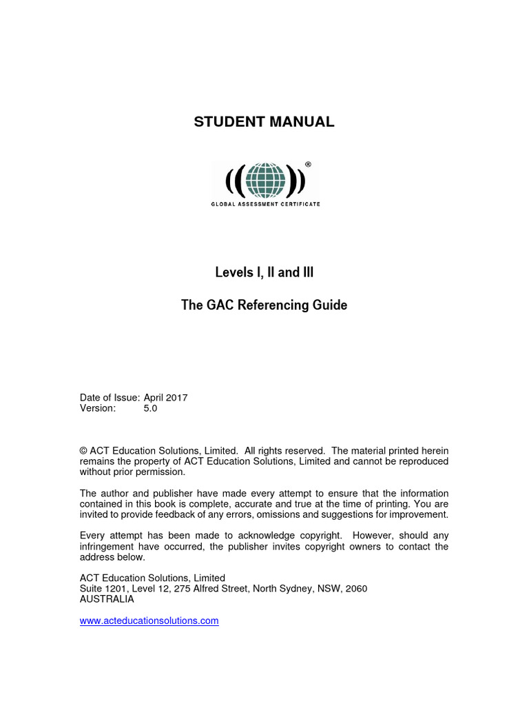 GAC Referencing Guide V5.0 April 2017 | PDF | Malaria | Plasmodium