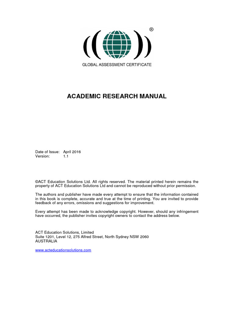 Academic Research Manual V1.1 April 2016 | PDF | Quantitative Research ...