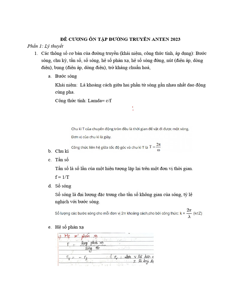 De Cuong On Tap DT-Anten 2023 | PDF