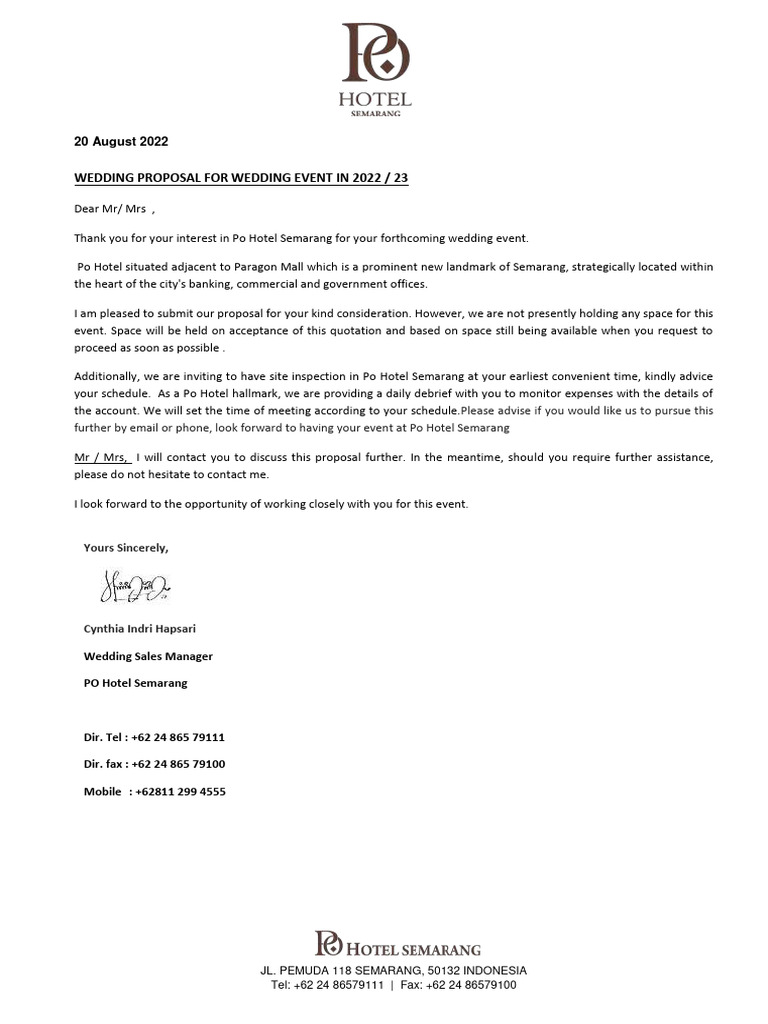 PROPOSAL WEDDING by PO HOTEL | PDF | Payments | Menu