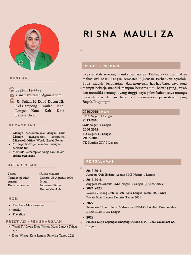 CV Risna Mauliza Baru | PDF