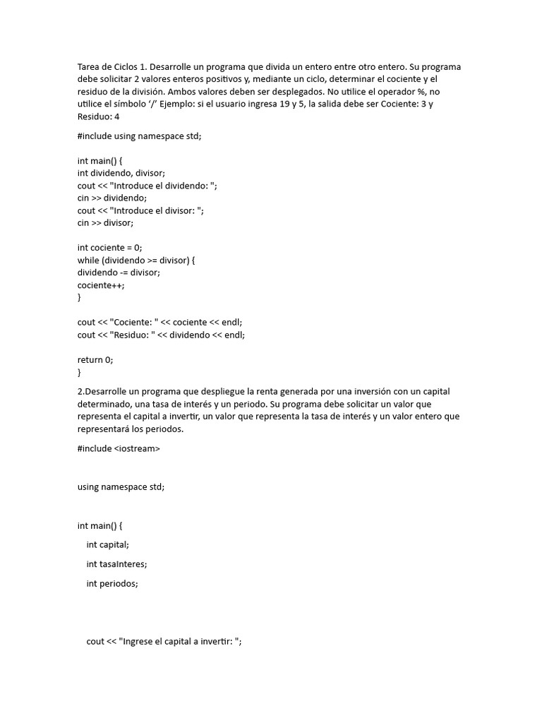 Tarea de Ciclos 1 | PDF