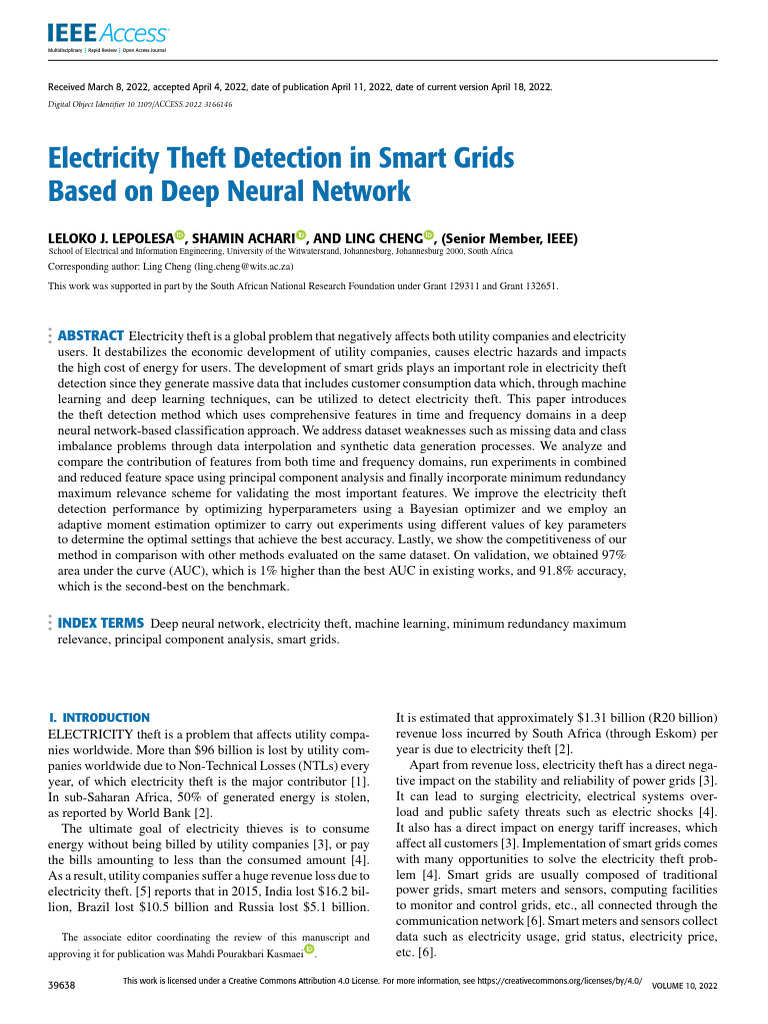 Electricity Theft Detection in Smart Grids Based On Deep Neural Network ... Electricity Theft Detection in Smart Grids Based On Deep Neural Network ...